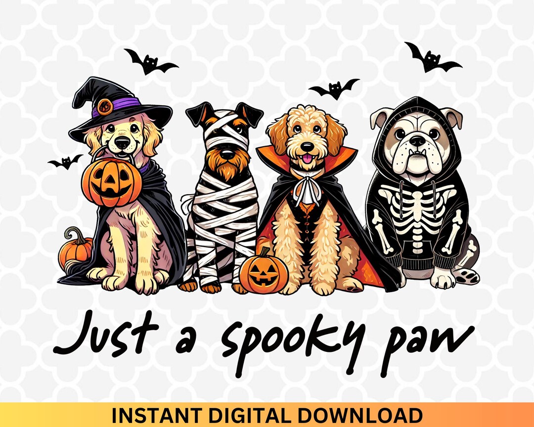 Spooky Paw Halloween Dog PNG: Retro Halloween Design (digital Download ...