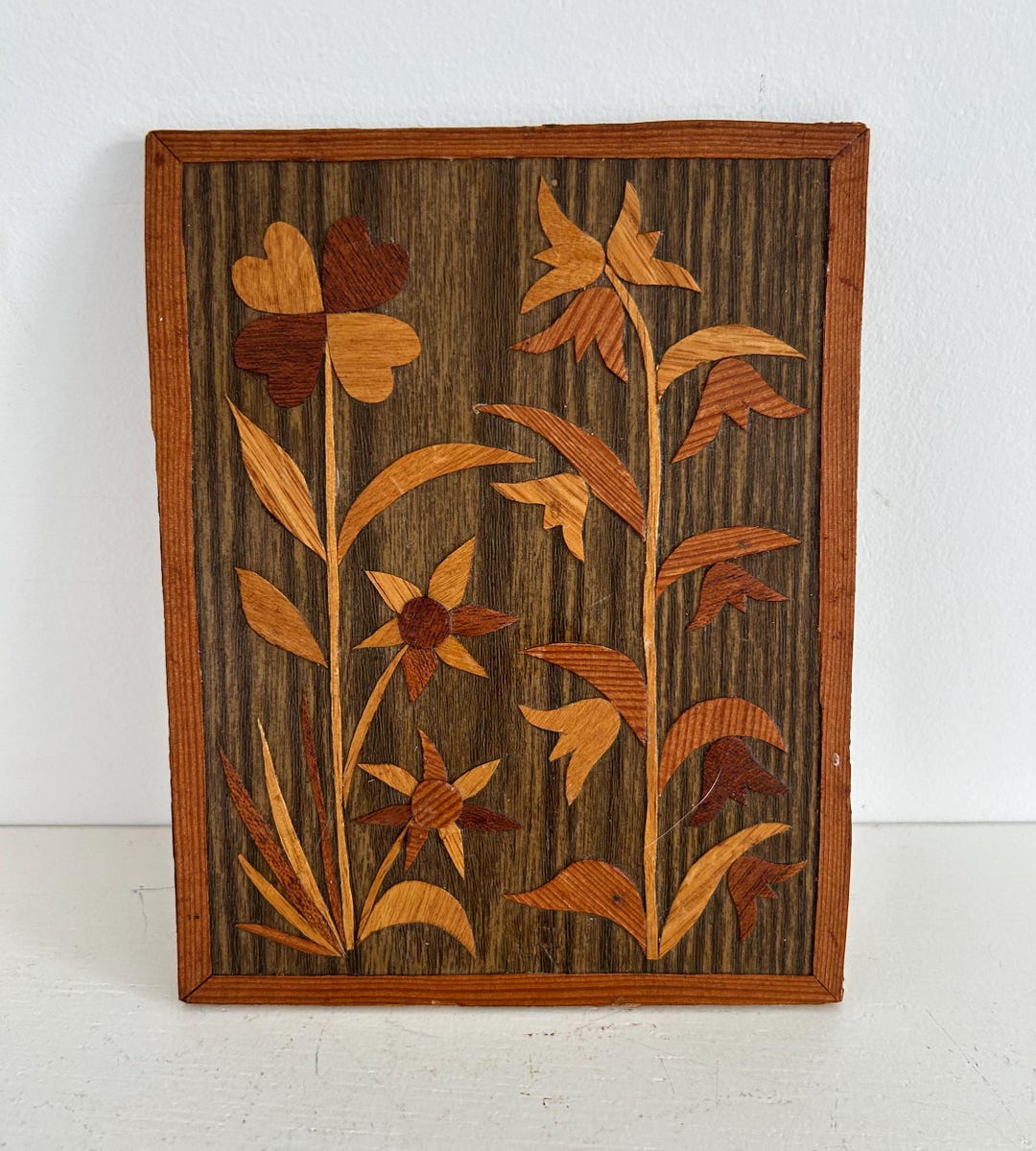 EXTREMELY RARE - Vintage Folk Art Slate Wood Flowers by Robert & Ursula ...