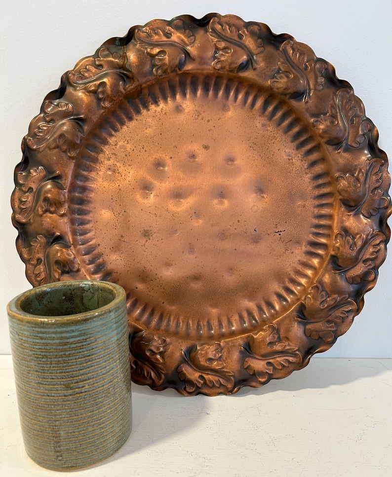 Vintage MCM Gregorian Solid Copper Ruffle Edged Tray / Platter - Made ...