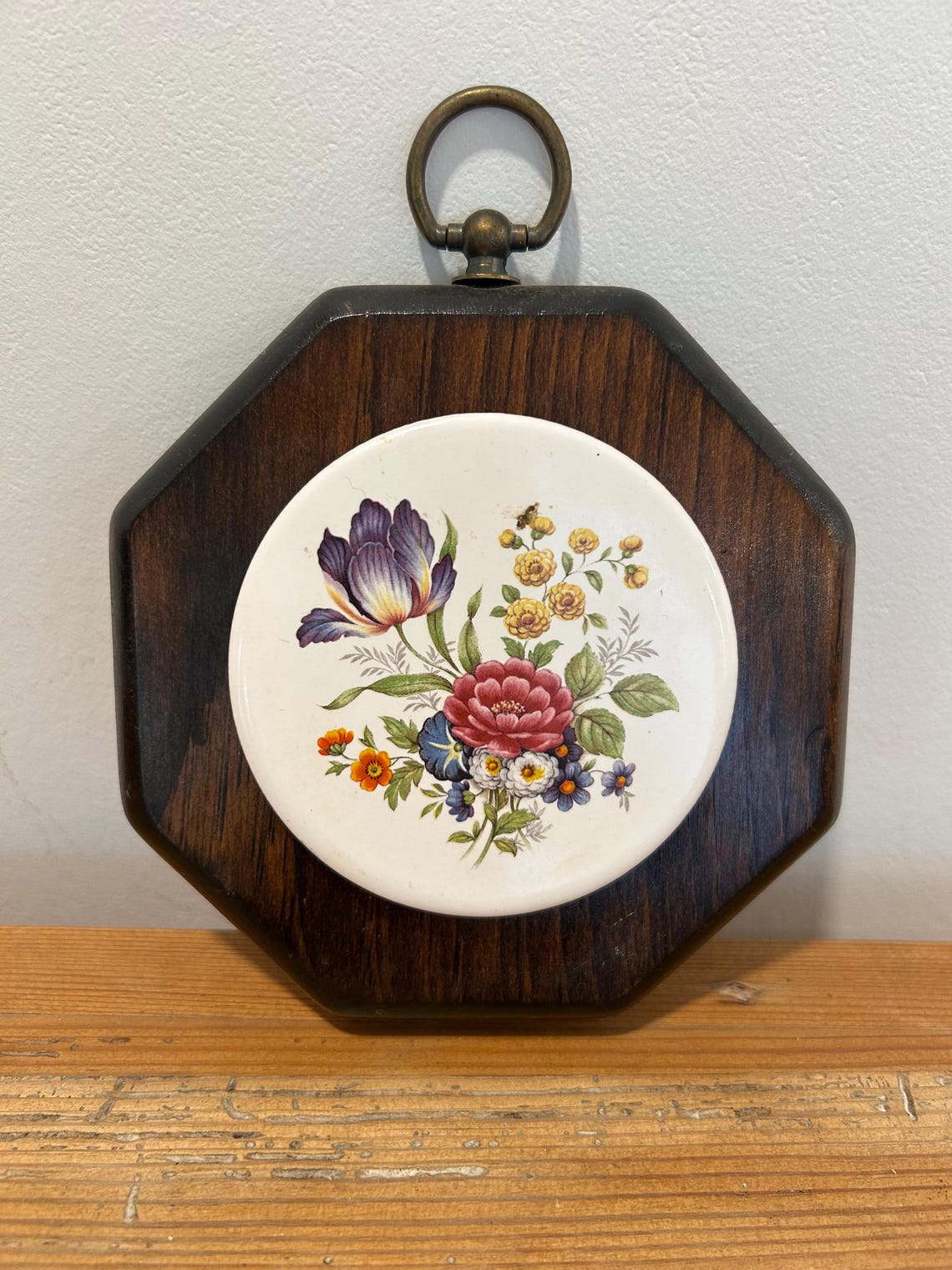 1960's Handcrafted Jerry Schultz Floral Ceramic Tiles / Plaques on Pine ...