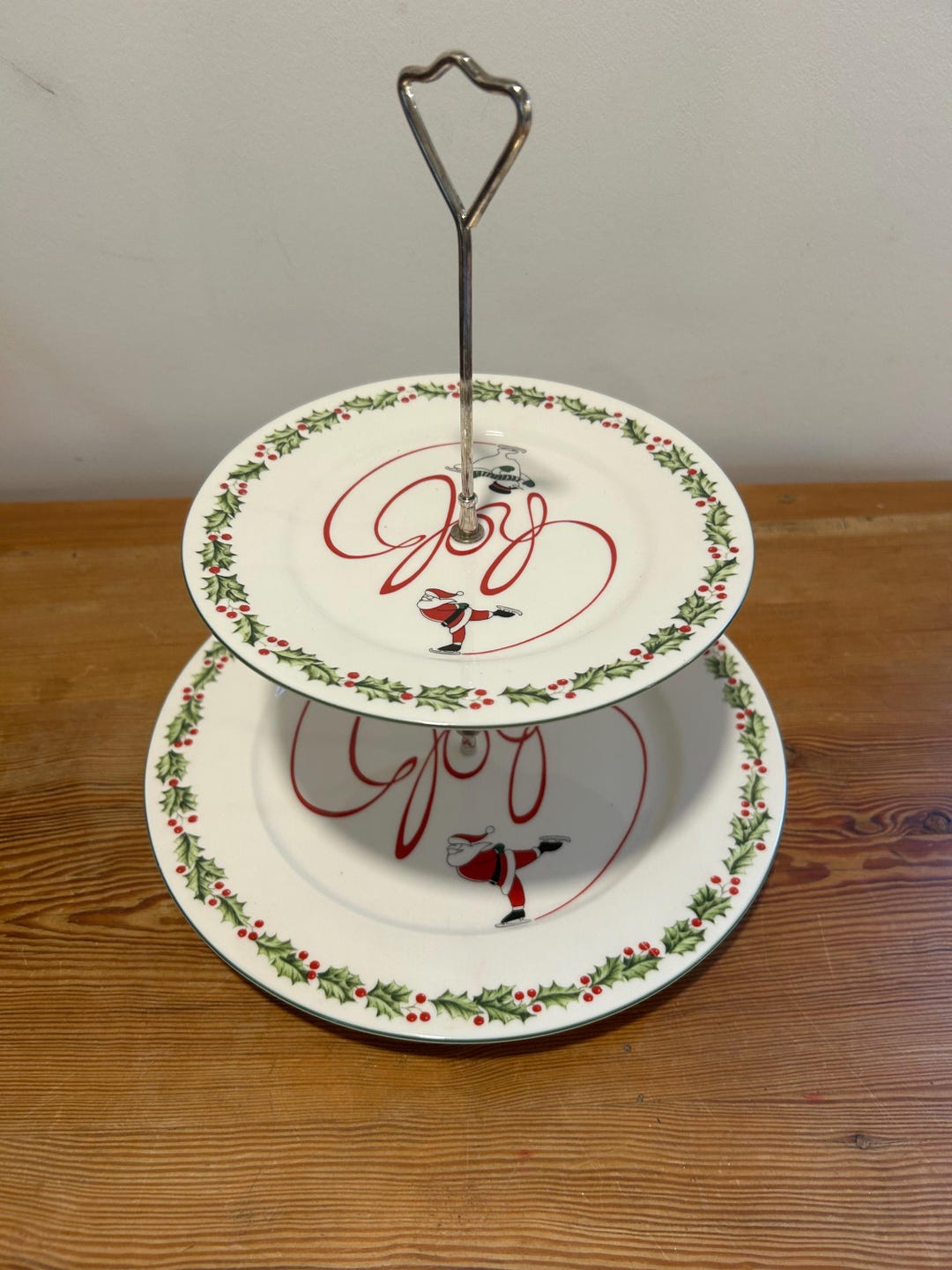Vintage International Silver Holiday Joy 2-tiered Serving Tray ...