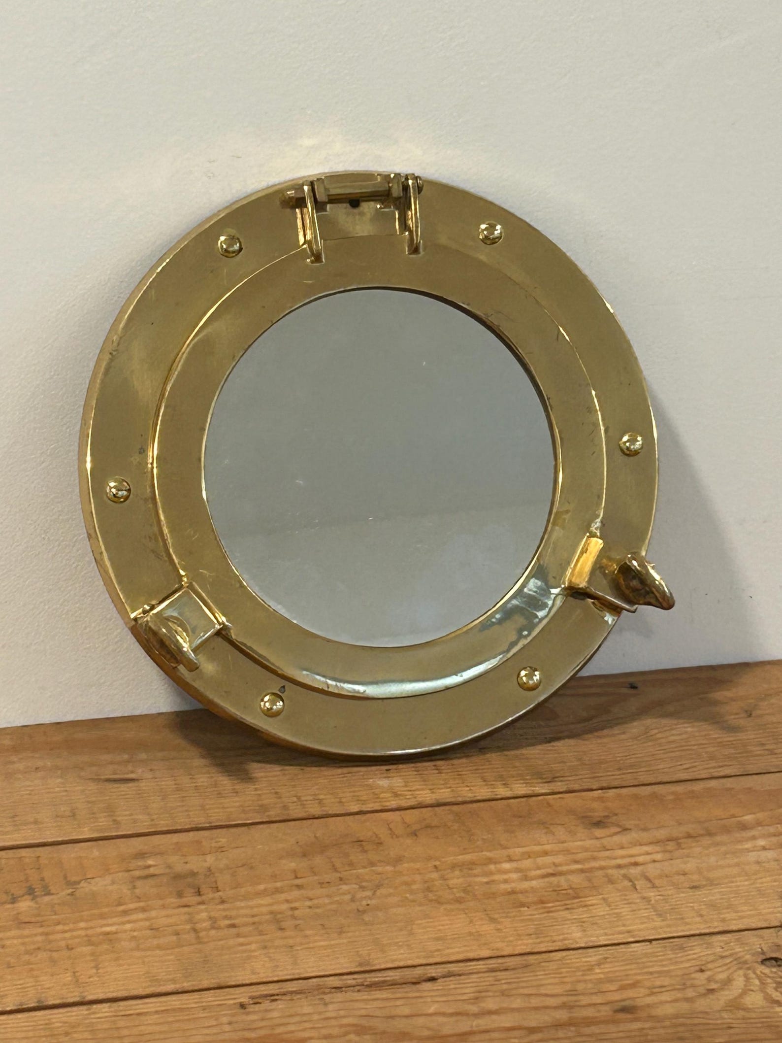 Vintage Solid Brass Porthole Wall Mirror | Nautical | Coastal ...