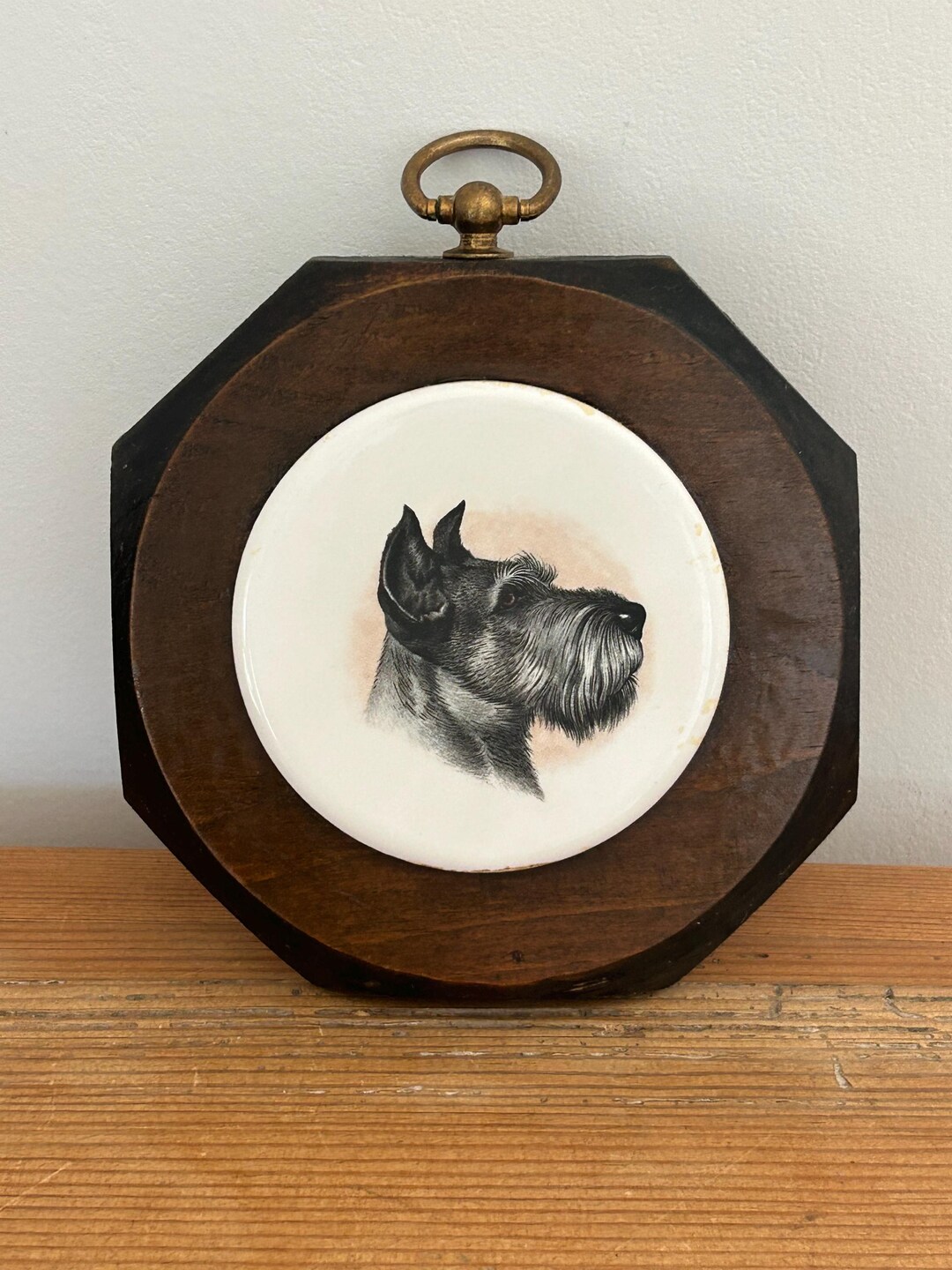 1960's Handcrafted Jerry Schultz Schnauzer Dog Ceramic Tile / Plaque on ...
