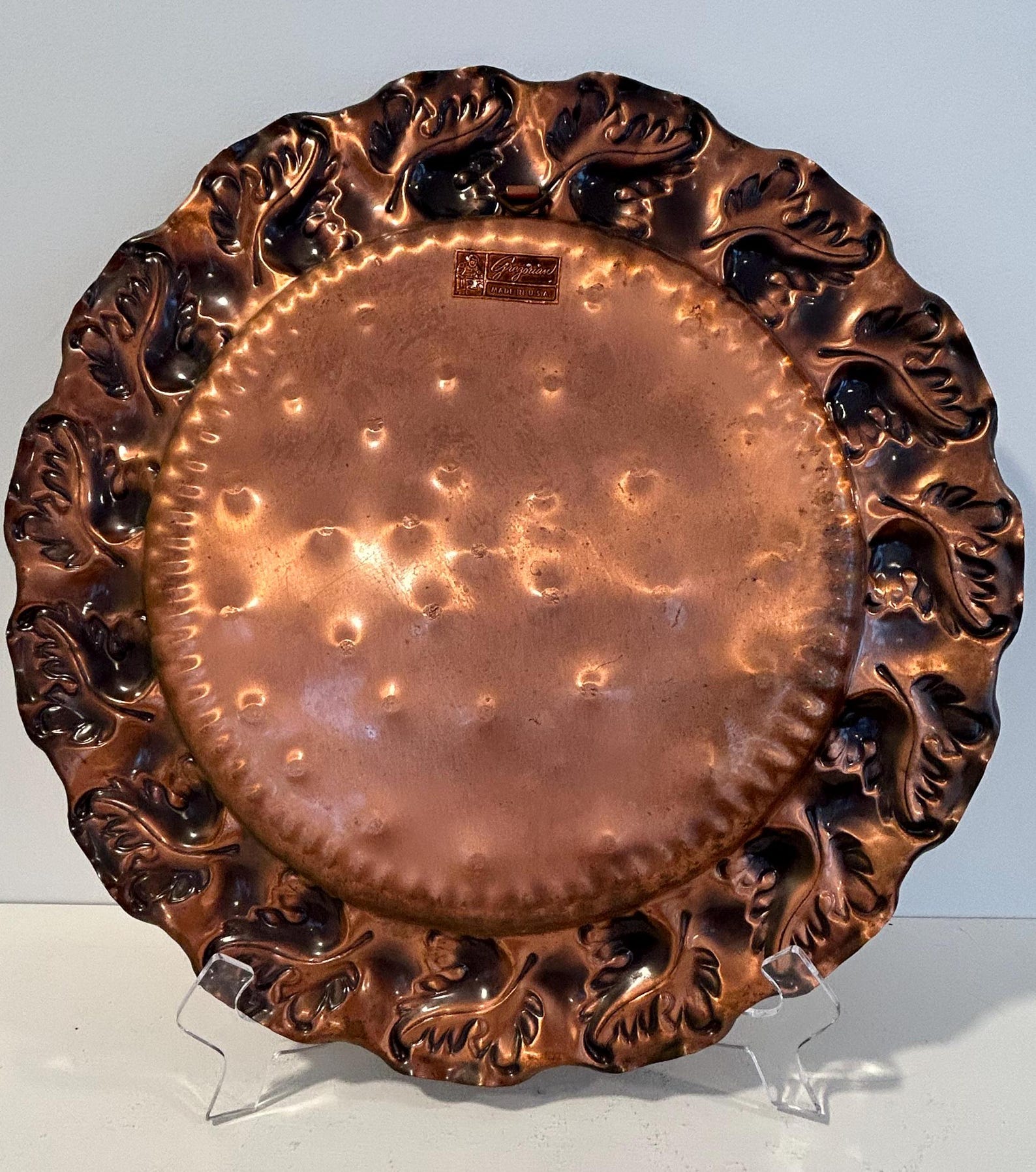 Vintage MCM Gregorian Solid Copper Ruffle Edged Tray / Platter - Made ...