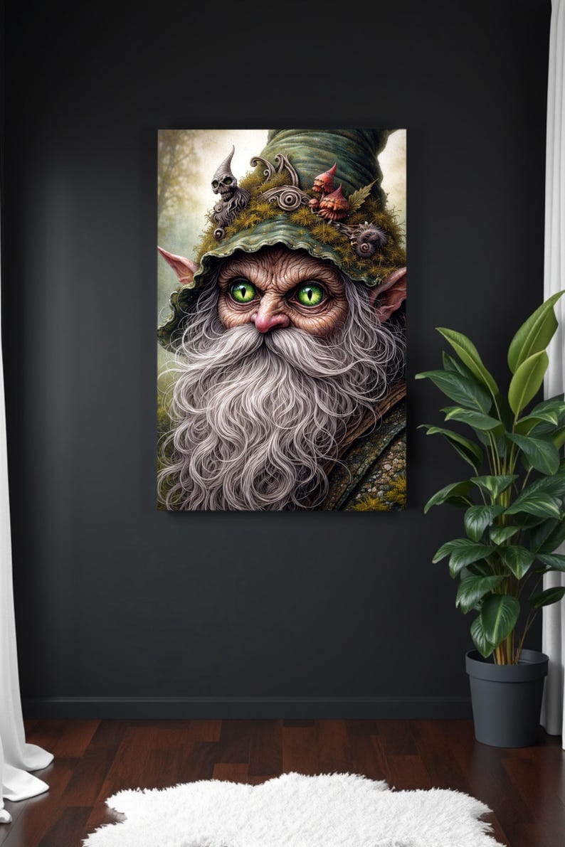 Poster Magical Forest Gnome – Whimsical Fantasy Art Illustration ...