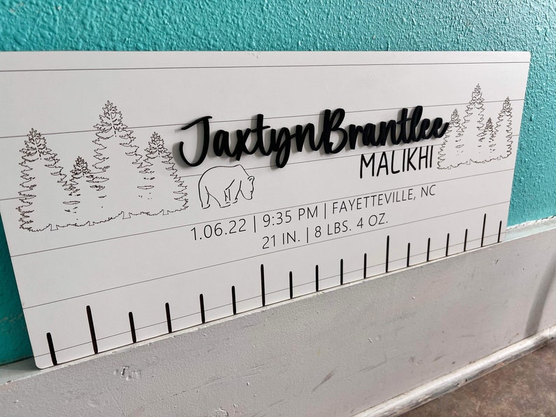 Birth Stats Shiplap Ruler SVG Woodland Baby Ruler Baby Monthly ...