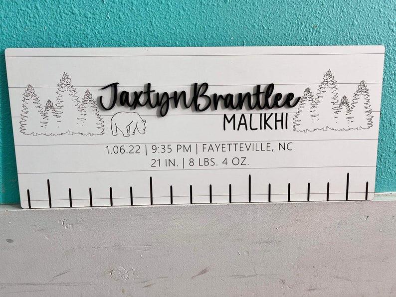 Birth Stats Shiplap Ruler SVG Woodland Baby Ruler Baby Monthly ...