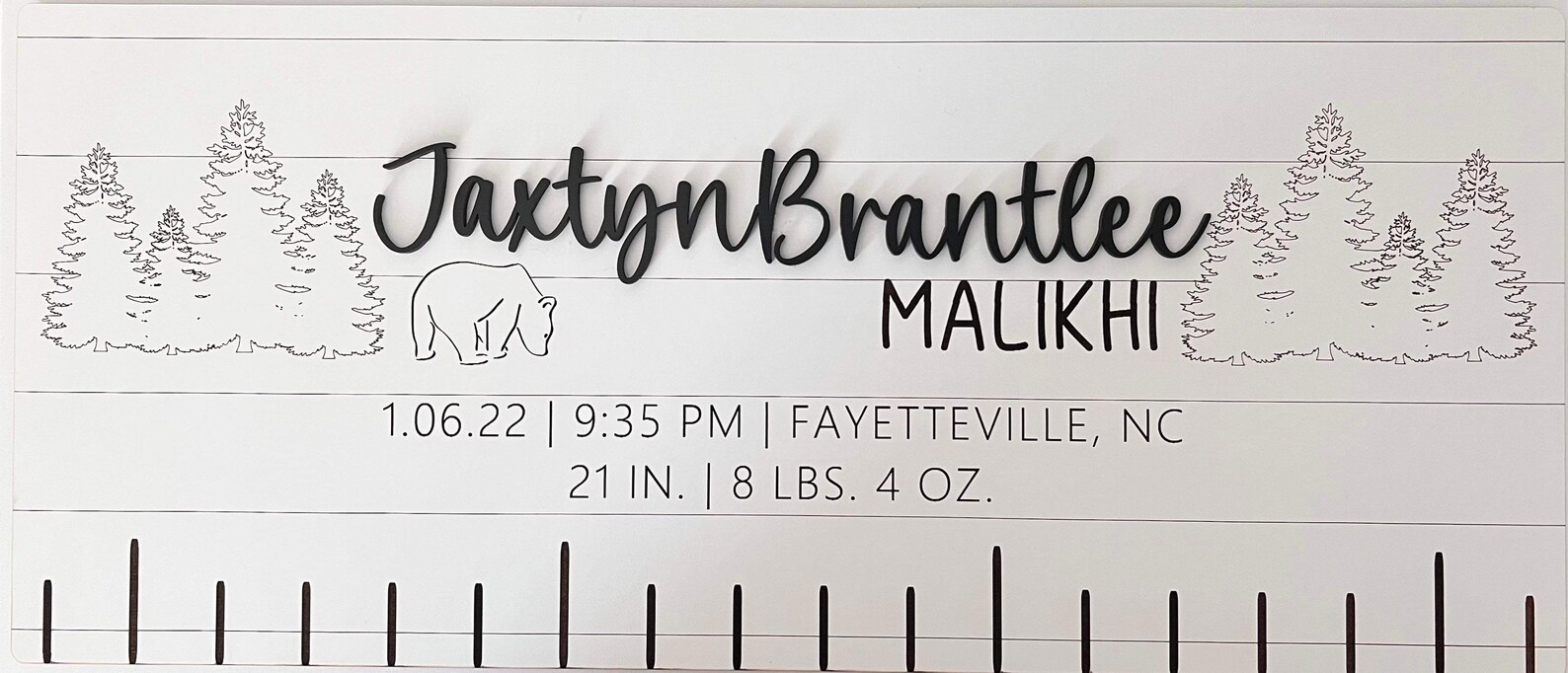 Birth Stats Shiplap Ruler SVG Woodland Baby Ruler Baby Monthly ...