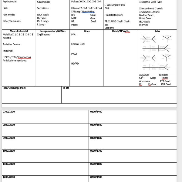 Float Nurse Report Sheet - Etsy