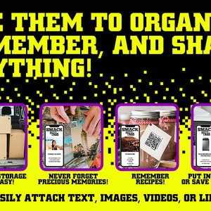 Smack Tags QR Code Stickers - 20 Unique Smart QR Code Labels - Easy to Use Sticker Storage for ...