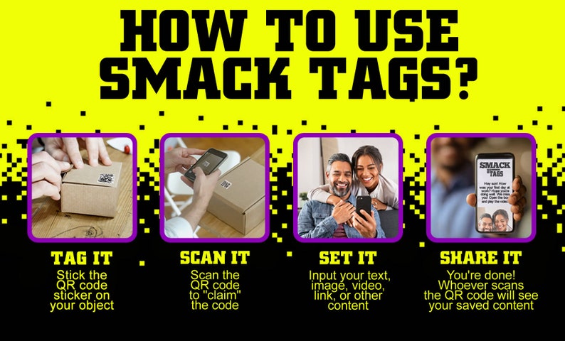 Smack Tags QR Code Stickers - 80 Unique Smart QR Code Labels - Easy to ...