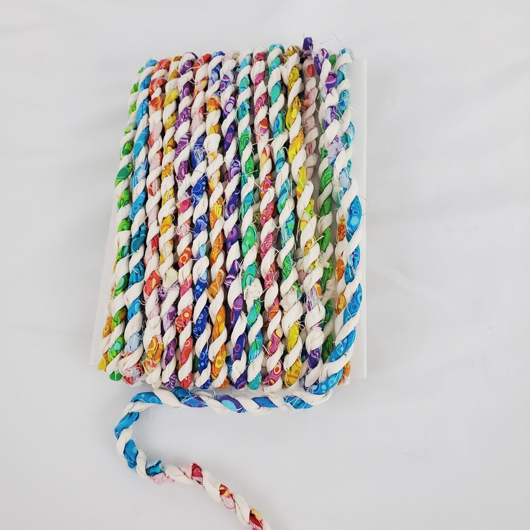 Hand Twisted Fabric Twine, Fabric Rope, Upcycled Fabric, Rainbow Colors ...