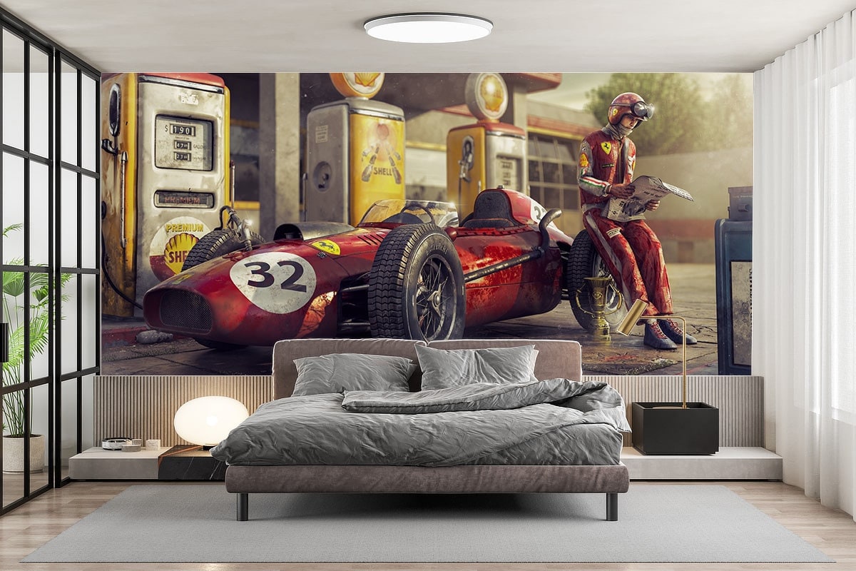 Ferrari F1 Panoramic Wallpaper, Vintage F1 Wallpaper, Prepasted ...