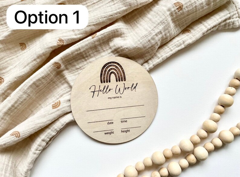 Hello World Sign baby Birth Stats Sign Birth Announcement Disc Photo ...