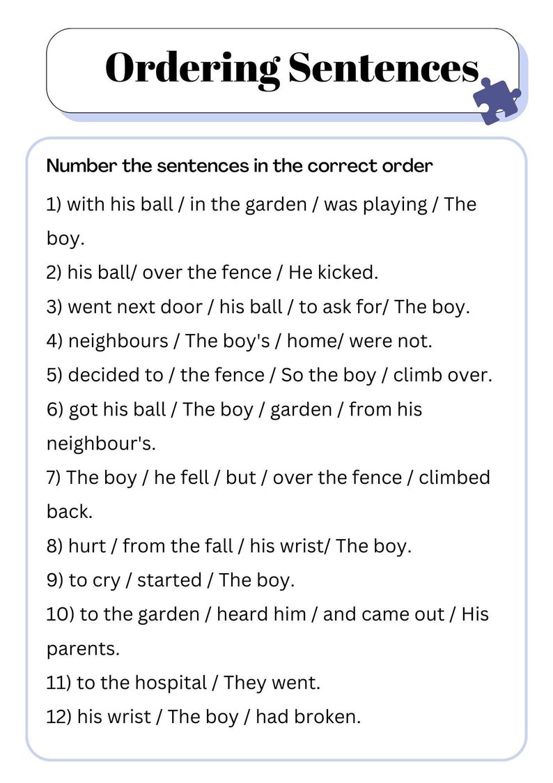 ESL Reordering Sentences Worksheet Pack Beginner and Elementary Level ...