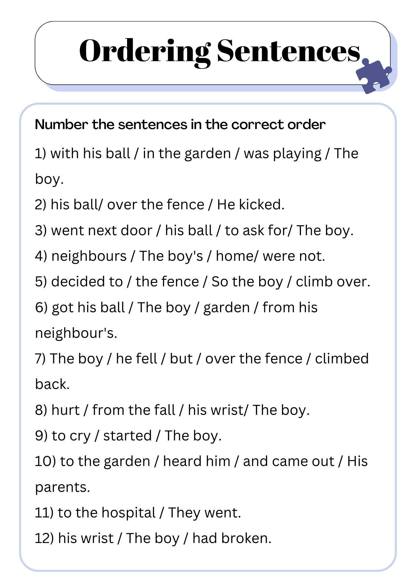 ESL Reordering Sentences Worksheet Pack Beginner And Elementary Level