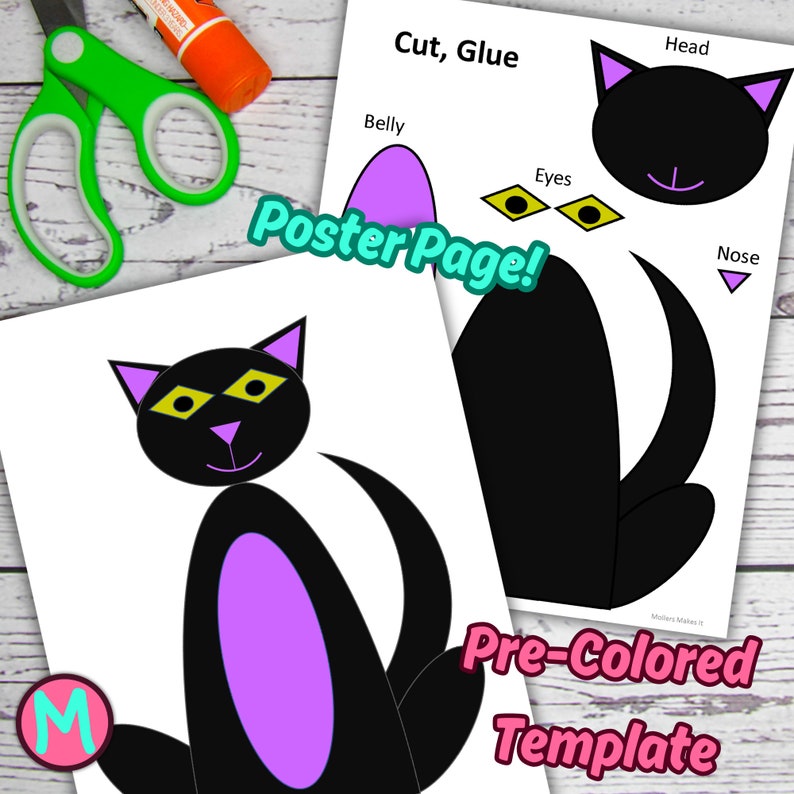 Halloween Cat Craft Template for Kids Preschool, Kindergarten ...