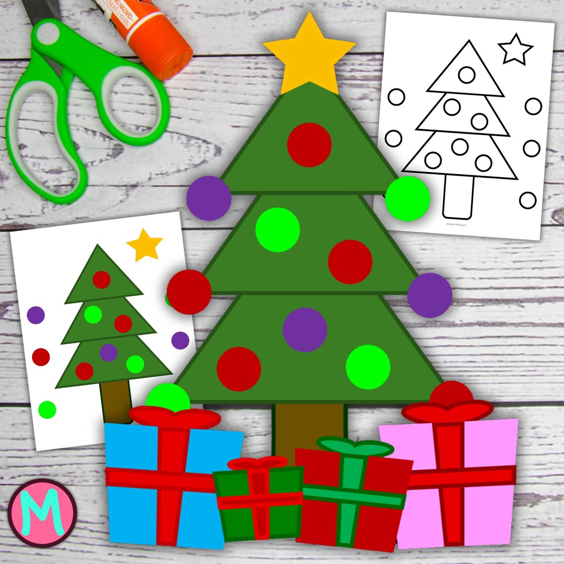 Christmas Tree With Presents Craft Template: Cut & Glue Paper Craft ...