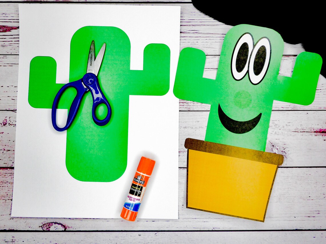 Cactus Craft Template for Kids, Cut and Glue Crafts for Preschool, Easy ...