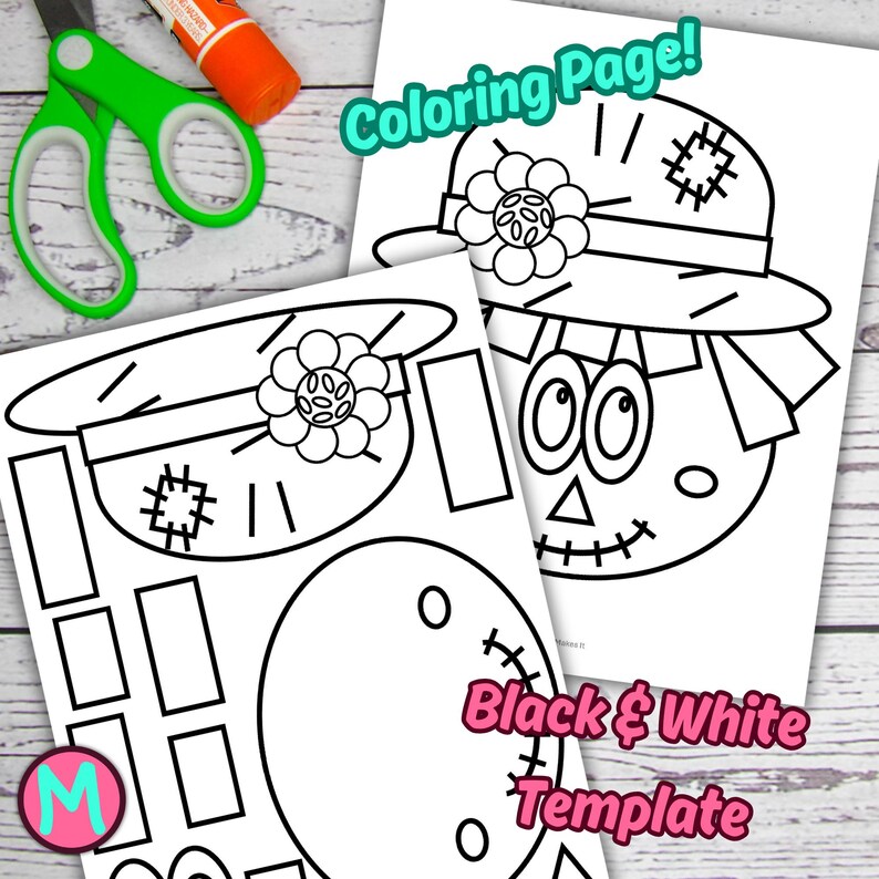 Scarecrow Head Craft Template: Cut and Glue Paper Activity (PDF) - Etsy