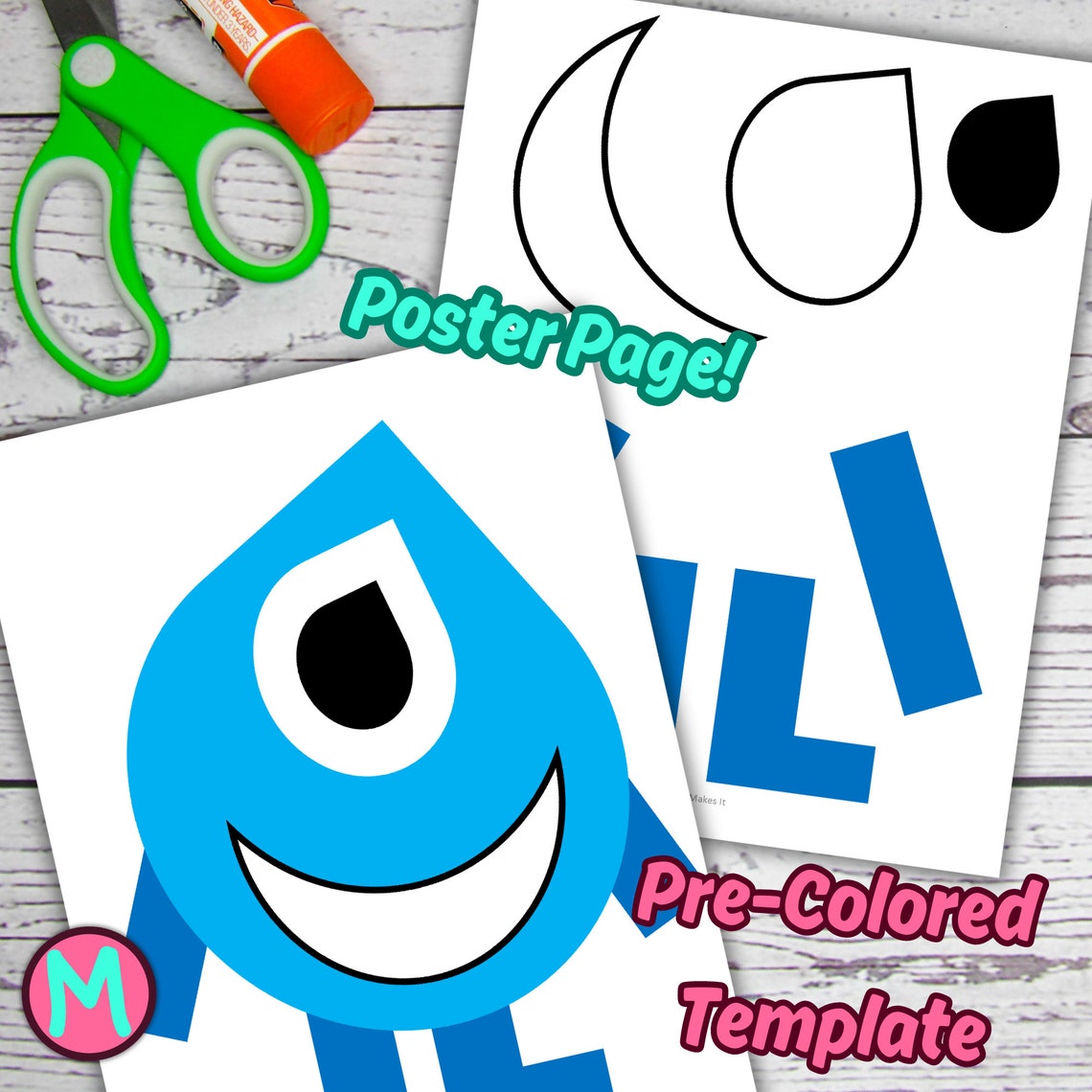 Blue Monster Craft Template| Printable Cut and Glue Paper Craft for ...