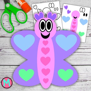 Valentine Butterfly Craft Template for Preschool Cut and Glue Valentine ...
