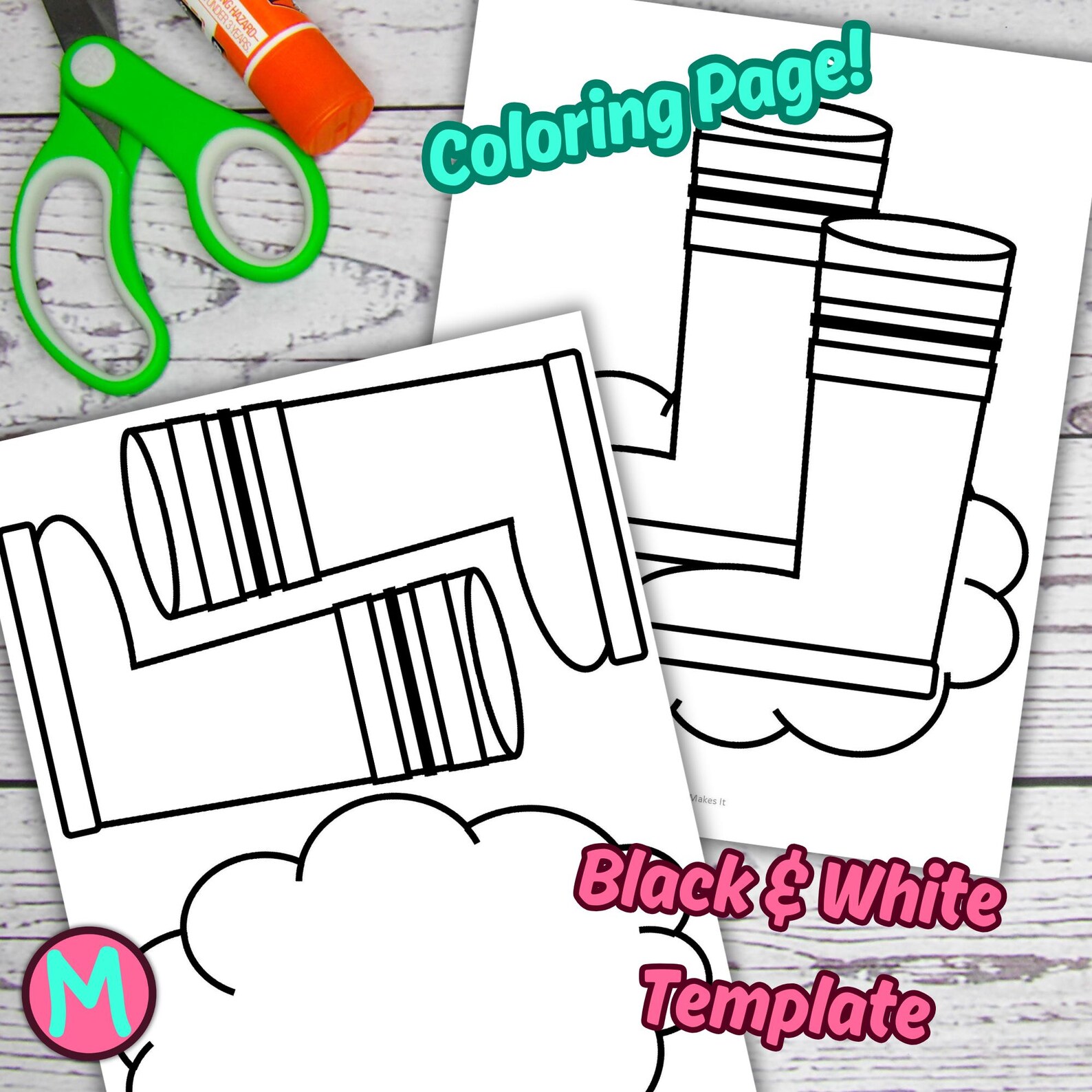 Boots in Snow Craft Template: Winter Cut & Glue Paper Craft (PDF) - Etsy
