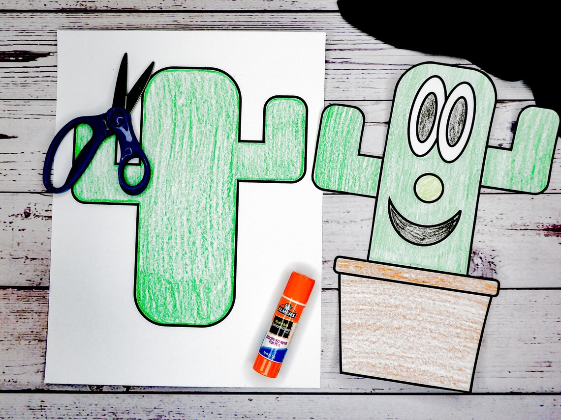 Cactus Craft Template for Kids, Cut and Glue Crafts for Preschool, Easy ...