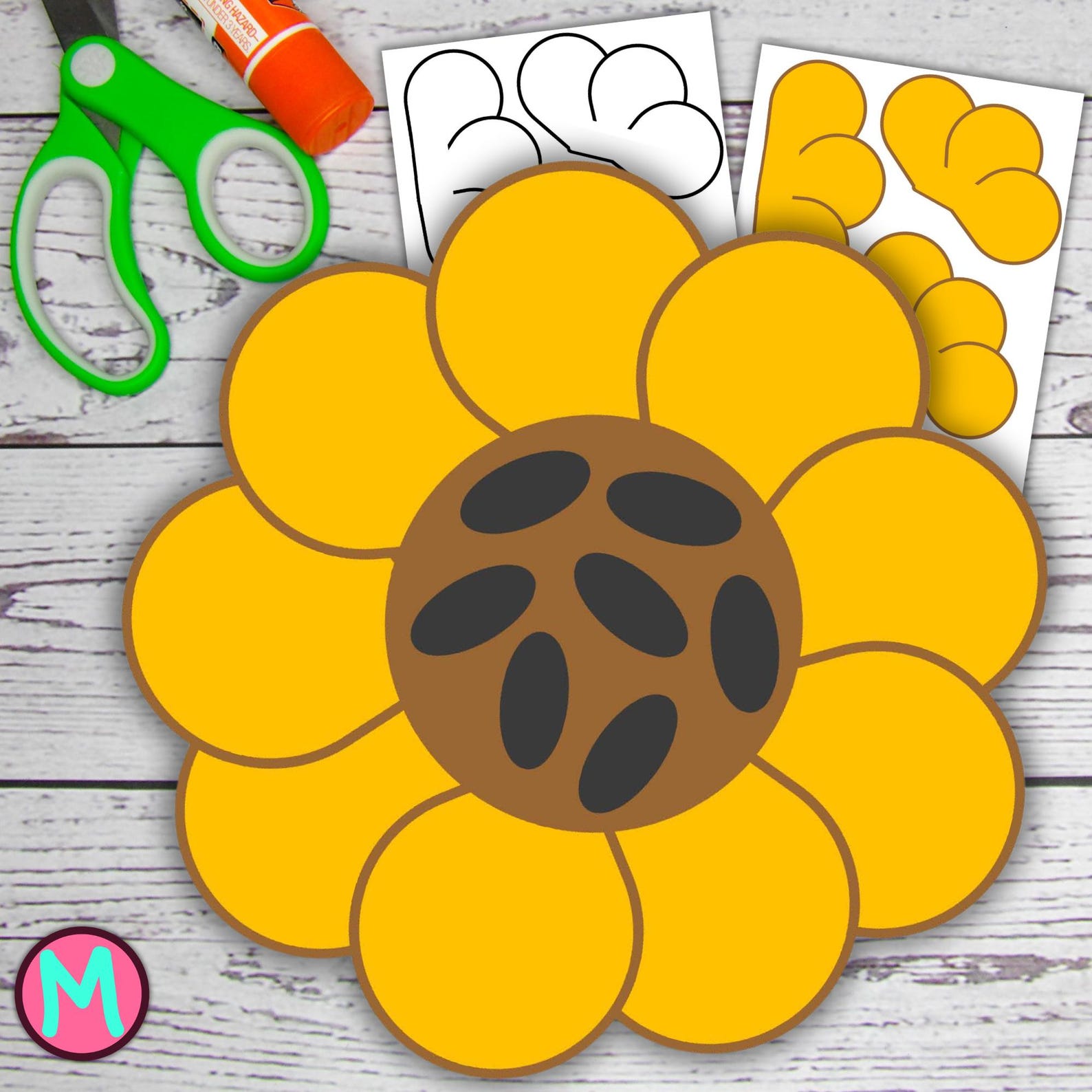 Sunflower Craft Template for Preschool, Simple Cut and Glue Toddler ...