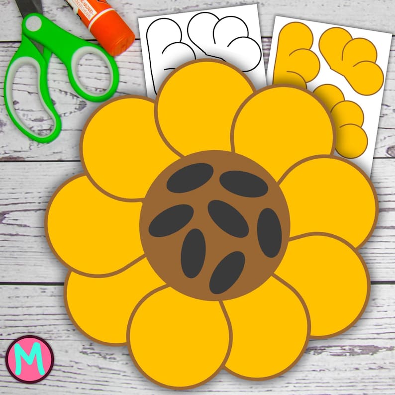 Sunflower Craft Template for Preschool, Simple Cut and Glue Toddler ...