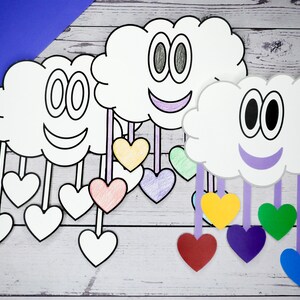 Heart Cloud Craft Template, Cut and Glue Activity for Preschool ...
