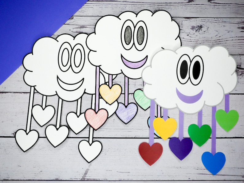 Heart Cloud Craft Template, Cut and Glue Activity for Preschool ...