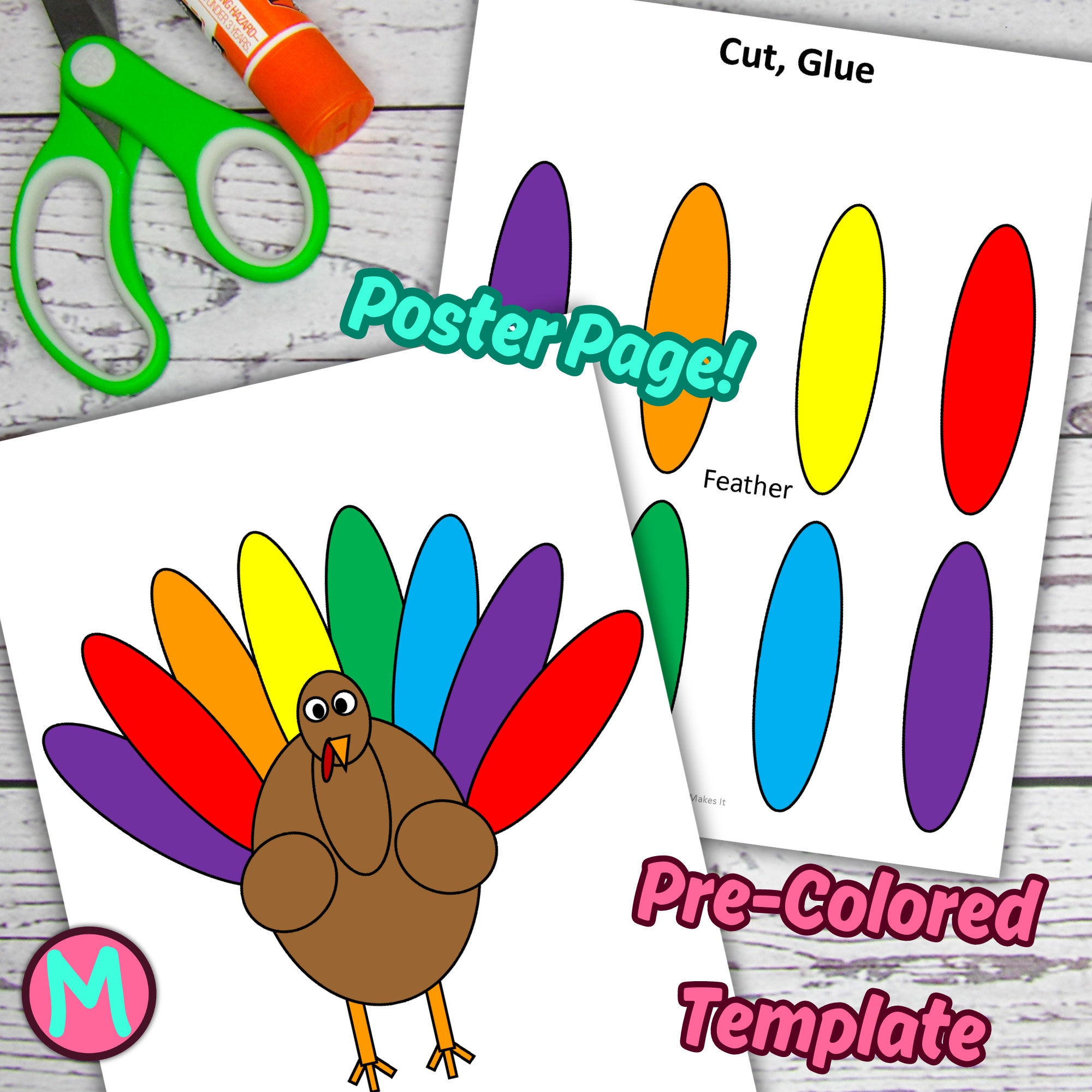 Easy Turkey Craft Template for Preschool, Simple Toddler Craft ...