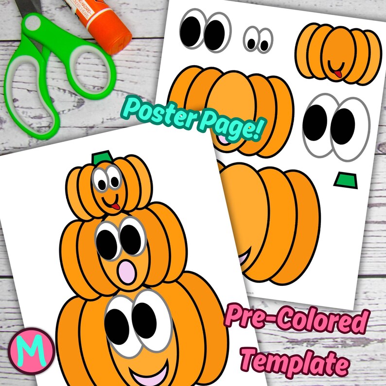 Stack of Pumpkins Craft Template for Halloween, Jack O Lantern Craft ...