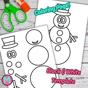 Snowman Craft Template: Cut and Glue Paper Craft for Kids (PDF) - Etsy