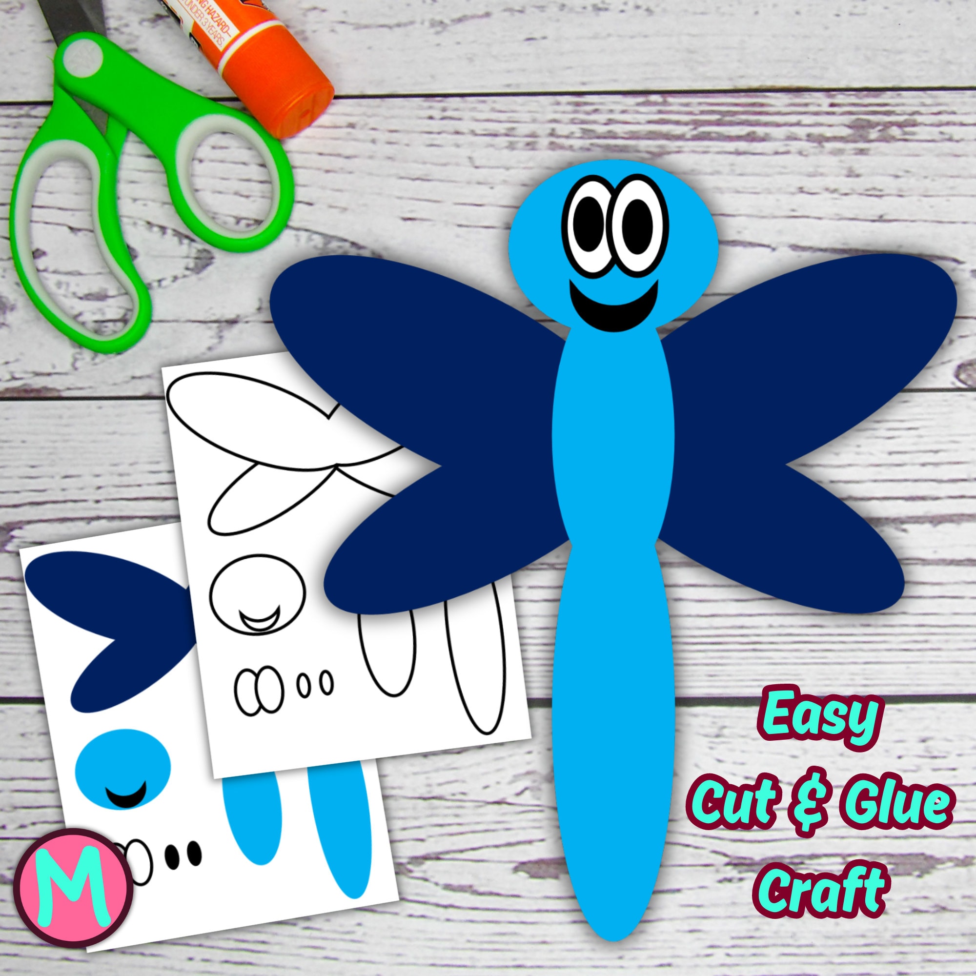 Dragonfly Craft Template: Spring Cut & Glue Activity (PDF) - Etsy