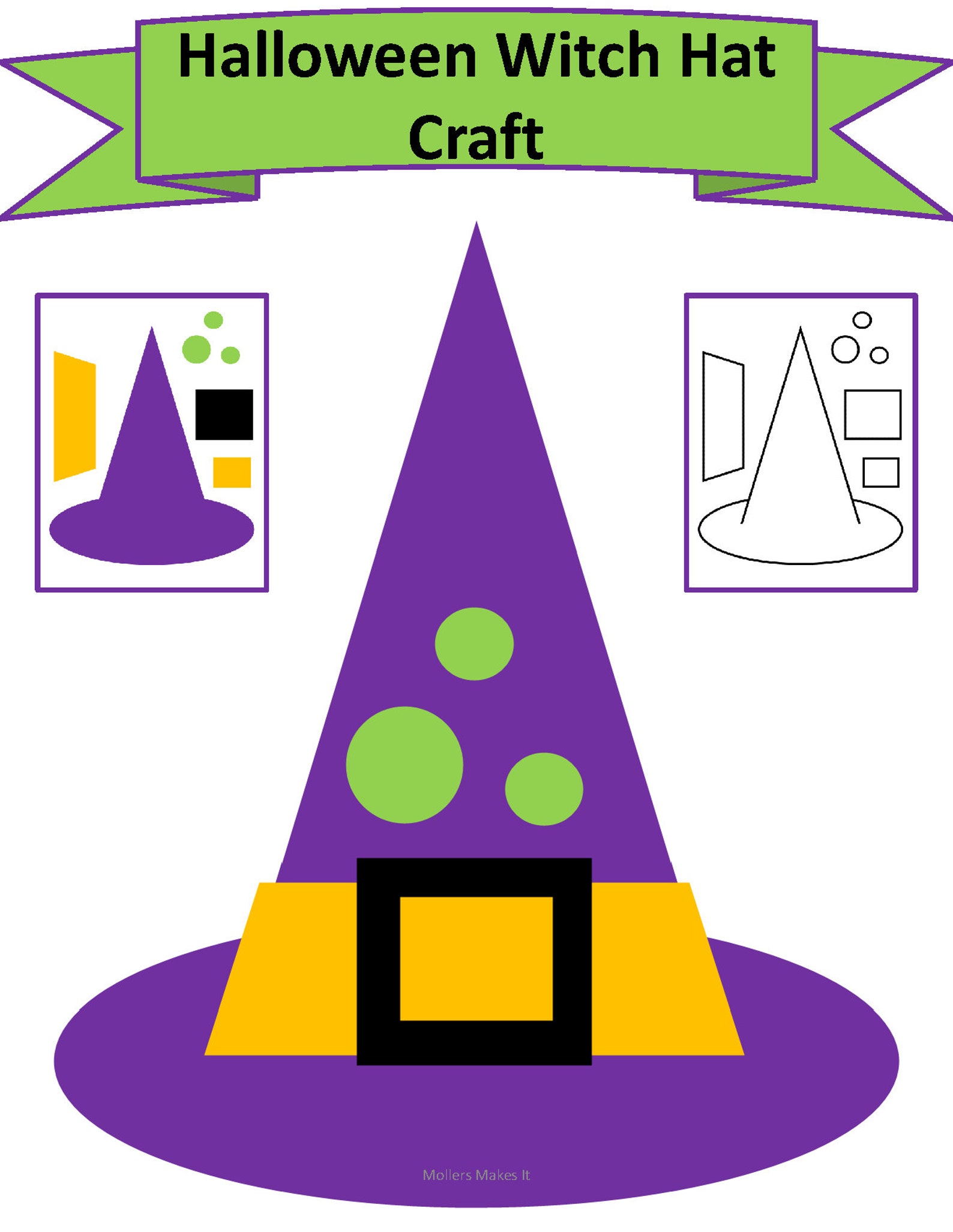 Witch Hat Paper Craft Pattern Template for Kids Preschool - Etsy