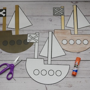 Pirate Ship Paper Craft Pattern Template for Kids in Preschool ...