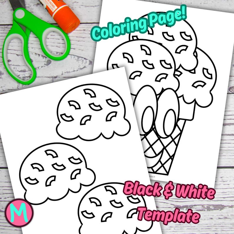 Smiling Ice Cream Craft Template, Printable Cut and Glue Paper Craft ...