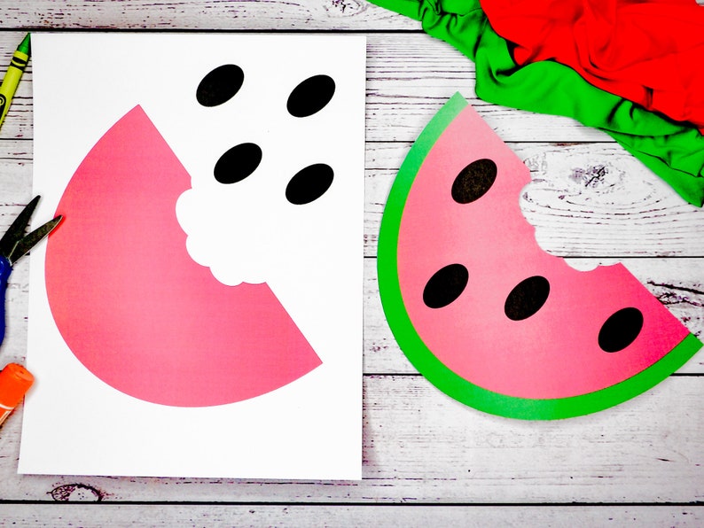 Watermelon Craft Template for Kids, Cut and Glue Craft Template ...