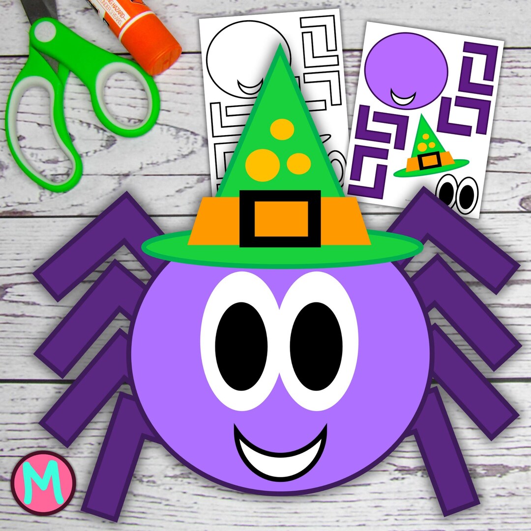 Halloween Witch Spider Craft Template: Cut & Glue Paper Craft (PDF) - Etsy