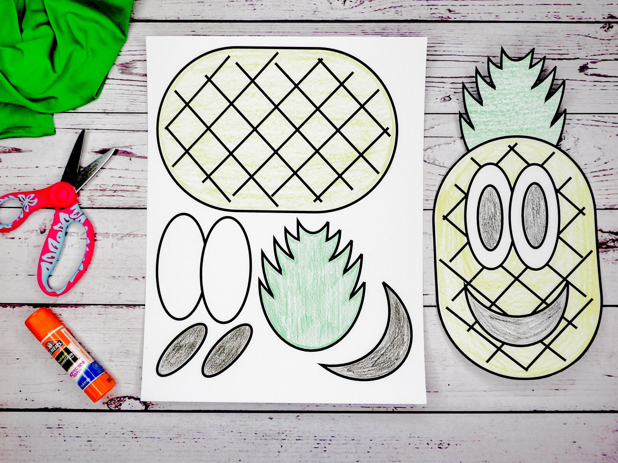 Pineapple Craft Template: Cut & Paste Activity (PDF) - Etsy