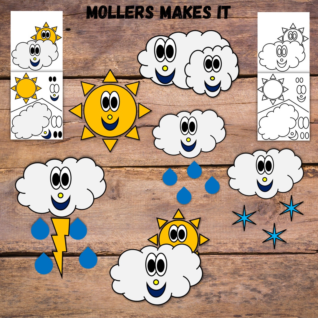 Weather Paper Craft Pattern Template Bundle for Kids in Preschool ...