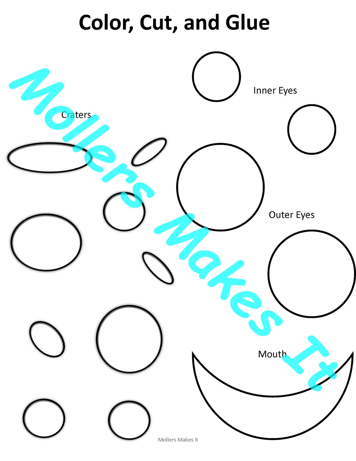 Moon Craft Template Paper Pattern for Kids, Preschool, Kindergarten ...