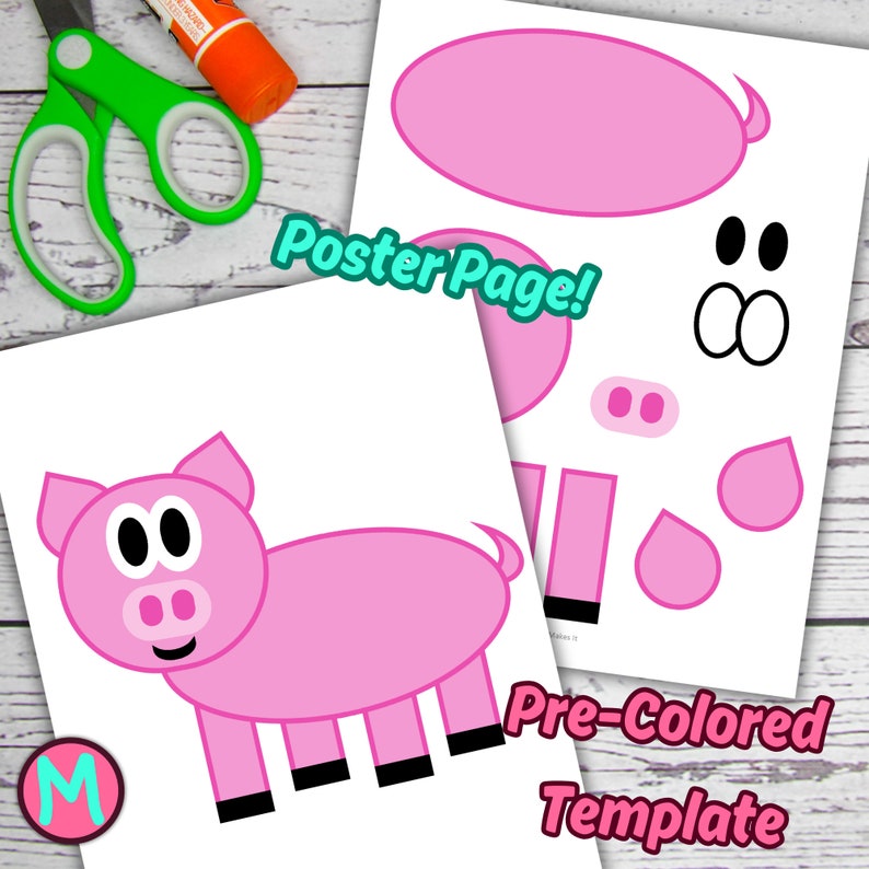 Pig Craft Template, Cut and Glue Craft for Kids, Build a Pig Preschool ...
