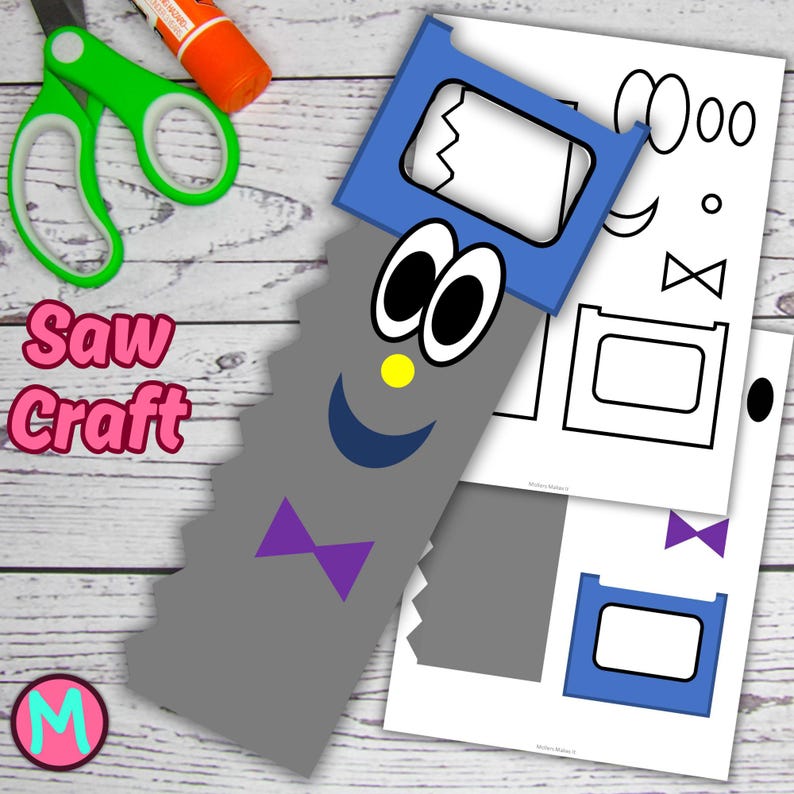 Saw Craft Template, Construction Tool Cut and Glue Paper Craft for Kids ...