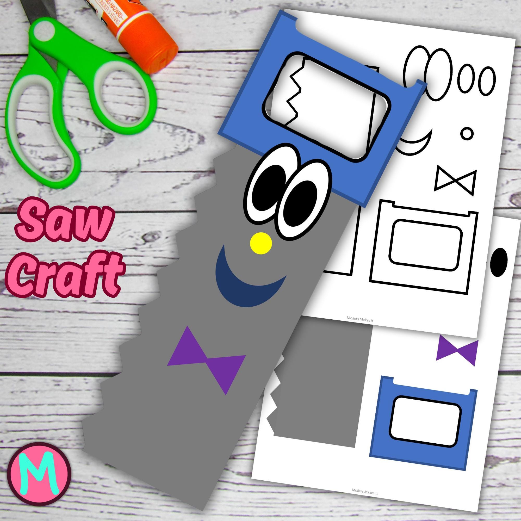 Saw Tool Craft Template for Kids, Preschool, Kindergarten, Elementary ...