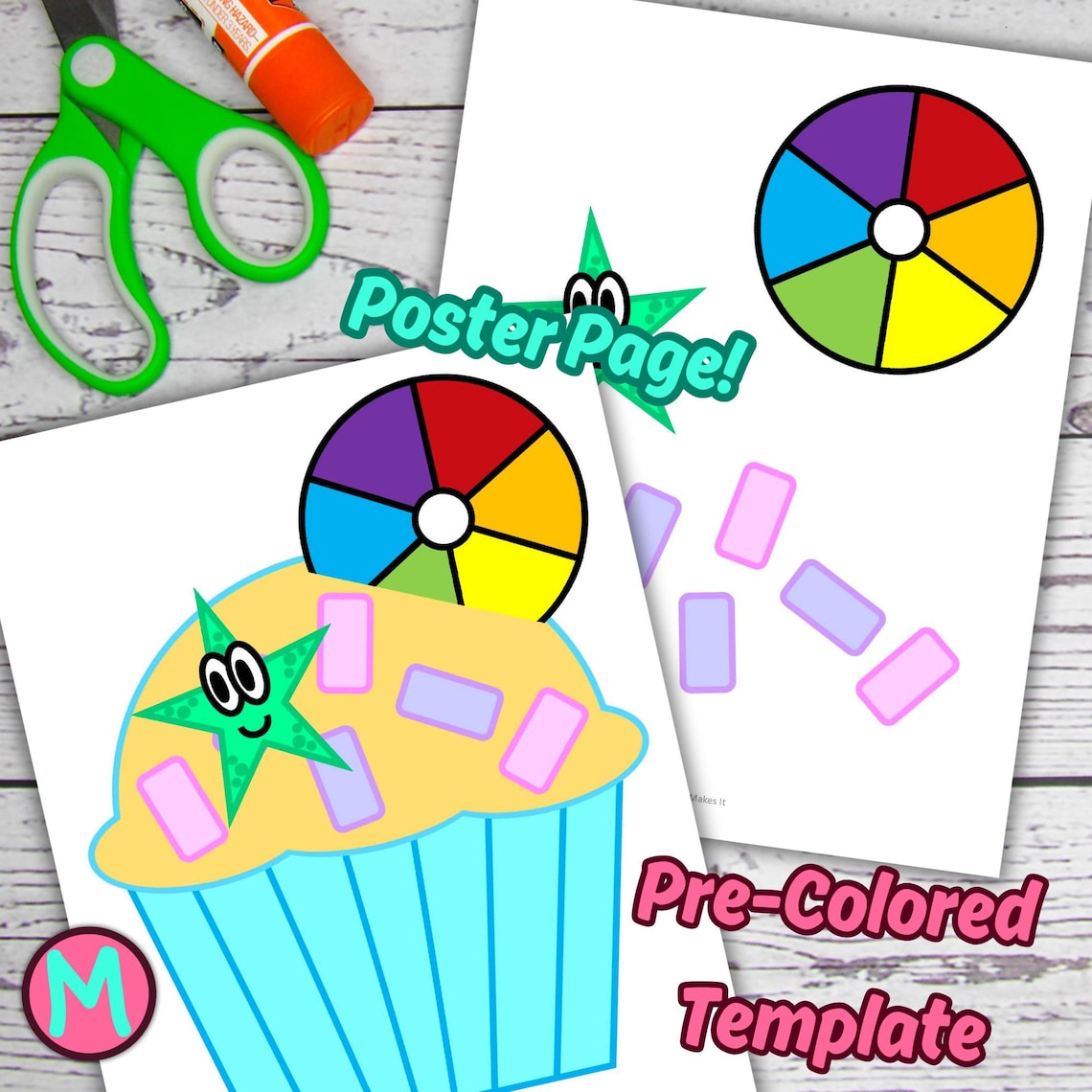 Beach Cupcake Craft Template, Simple Printable Kids Craft, Preschool ...