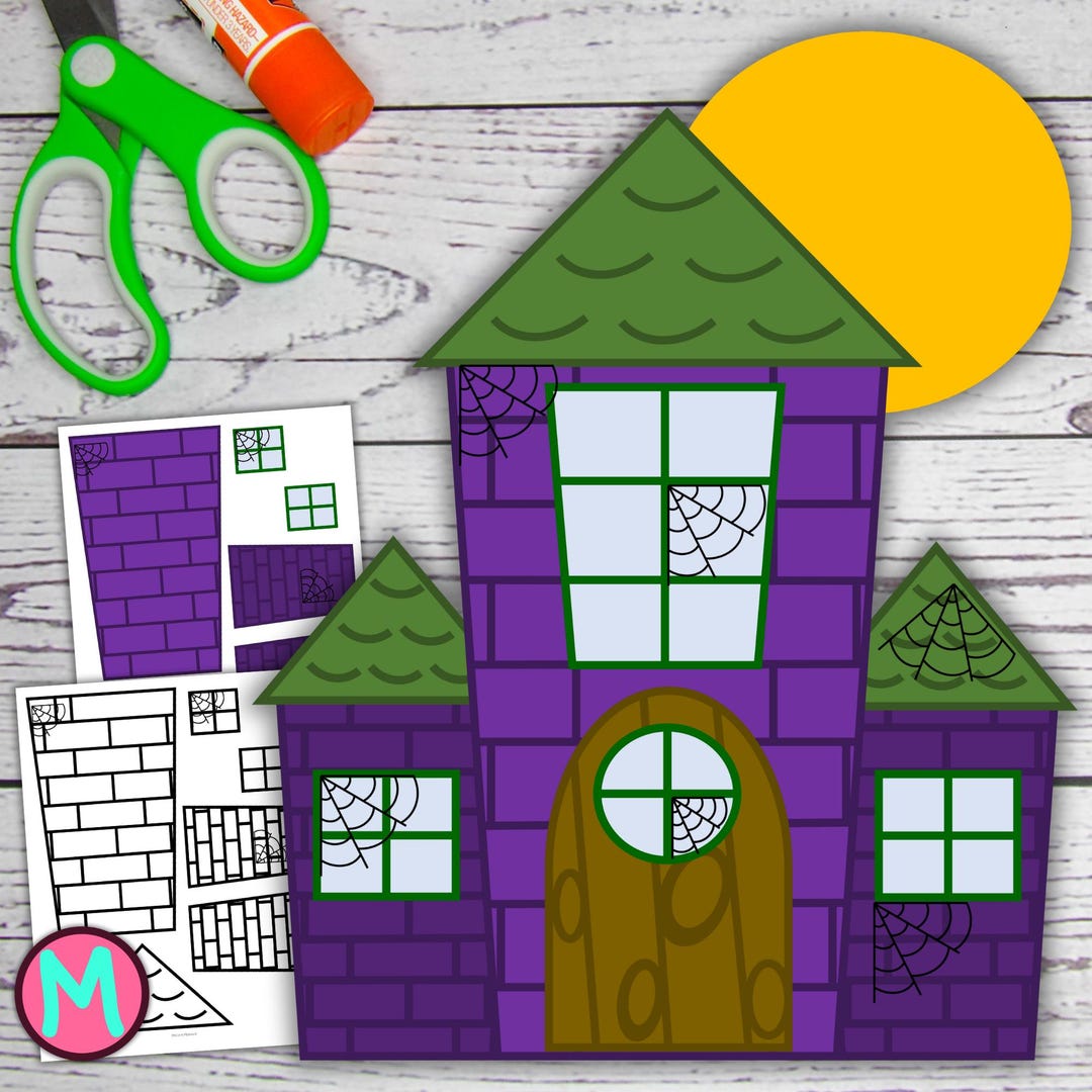 Halloween Haunted House Craft Template for Kids, Fun Halloween Craft ...