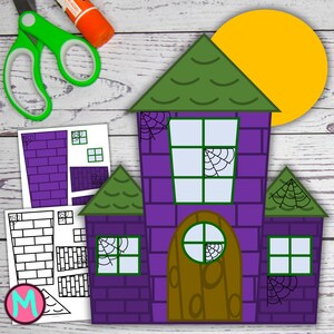 Halloween Haunted House Craft Template: Cut and Glue Paper Craft for ...